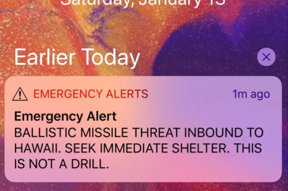 Ballistic Missile Warning Sent In Error By Hawaii Authorities Abs Cbn