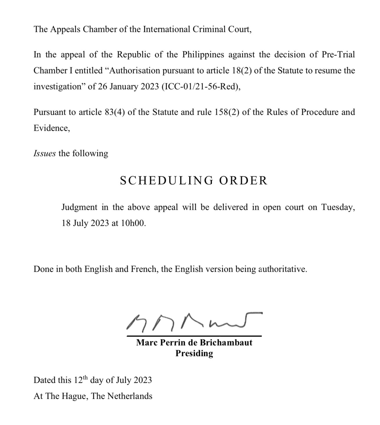 ICC ruling on PH govt's probe appeal out on July 18 | ABS-CBN News ICC ruling on PH govt's probe appeal out on July 18 | ABS-CBN News